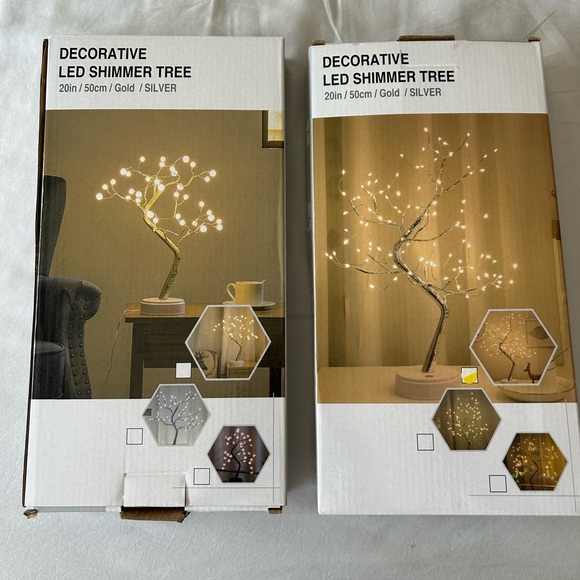 Accents | Pair Of Decorative Led Shimmer Tree Gold And Silver | Poshmark